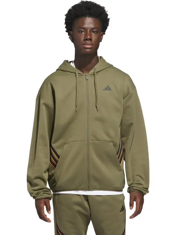 Adidas Crazy Warm Fullzip Hoodie - Olive Strata / Lucid Orange
