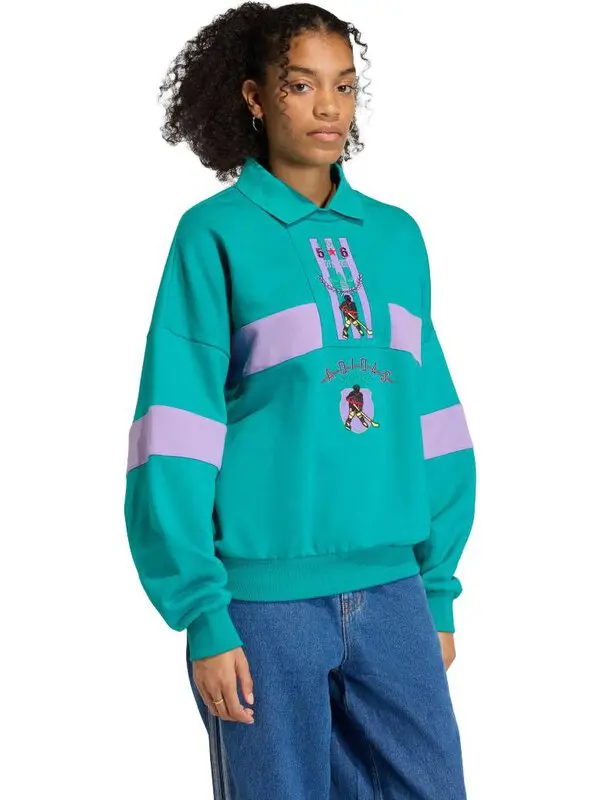 Adidas For All Season Hockey Crew Sweatshirt - Pure Teal / Violet Fusion
