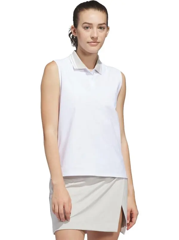 Adidas Twistknit Sleeveless Polo Shirt - White / Beige