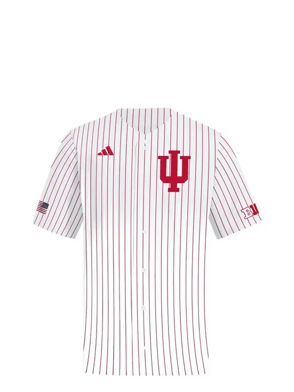 Adidas Indiana Pinstripe Full Button Jersey - White / Team Victory Red
