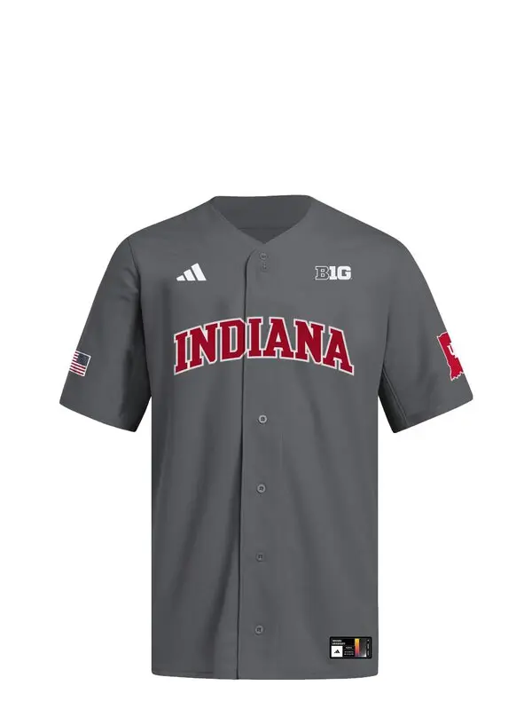Adidas Indiana Hoosiers Dark Grey Full Button Jersey - Team Dark Grey
