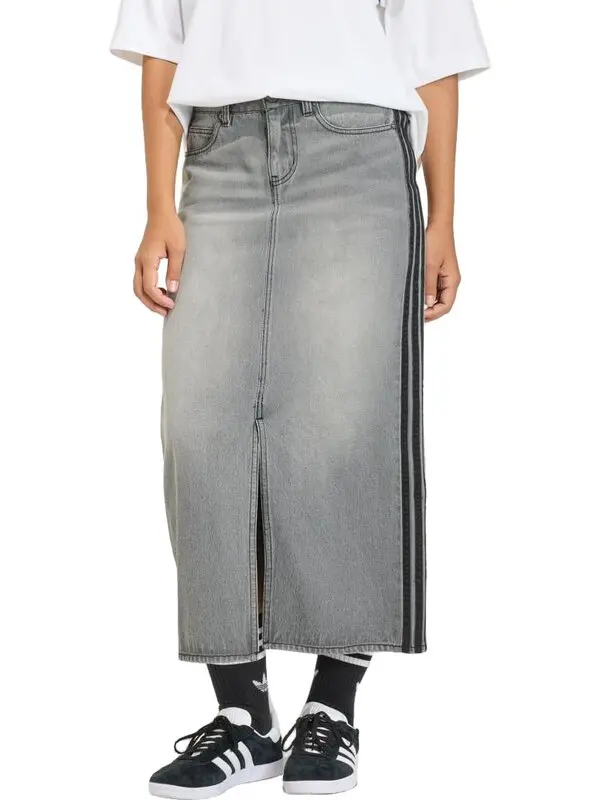 Adidas 3-stripes Pencil Skirt - Washed Grey Denim
