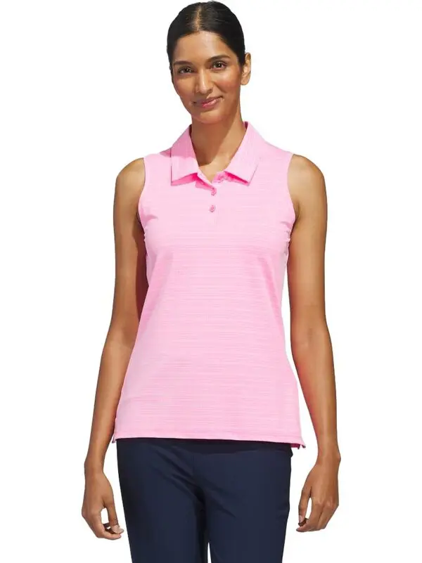 Adidas Jacquard Sleeveless Polo - Lucid Pink
