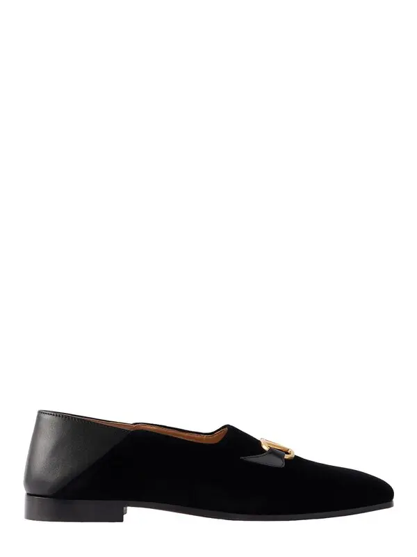 Valentino Garavani Embellished Suede And Leather Loafers - Black