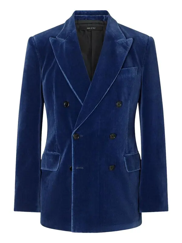 TOM FORD Cotton-velvet Tuxedo Jacket - Blue