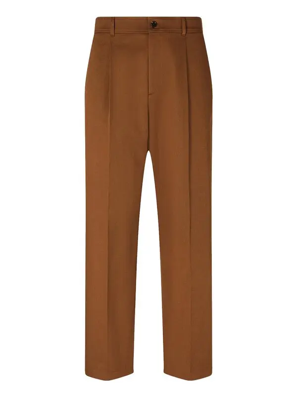 Valentino Garavani Straight-leg Cotton-gabardine Trousers - Brown