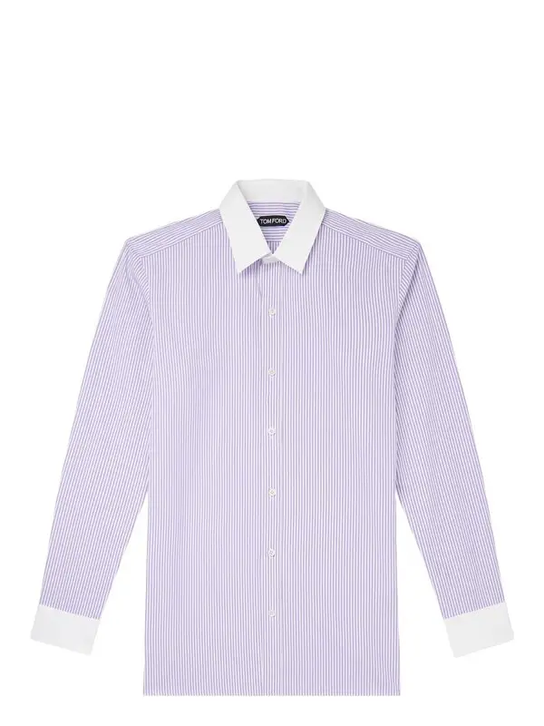 TOM FORD Striped Cotton-poplin Shirt - Purple