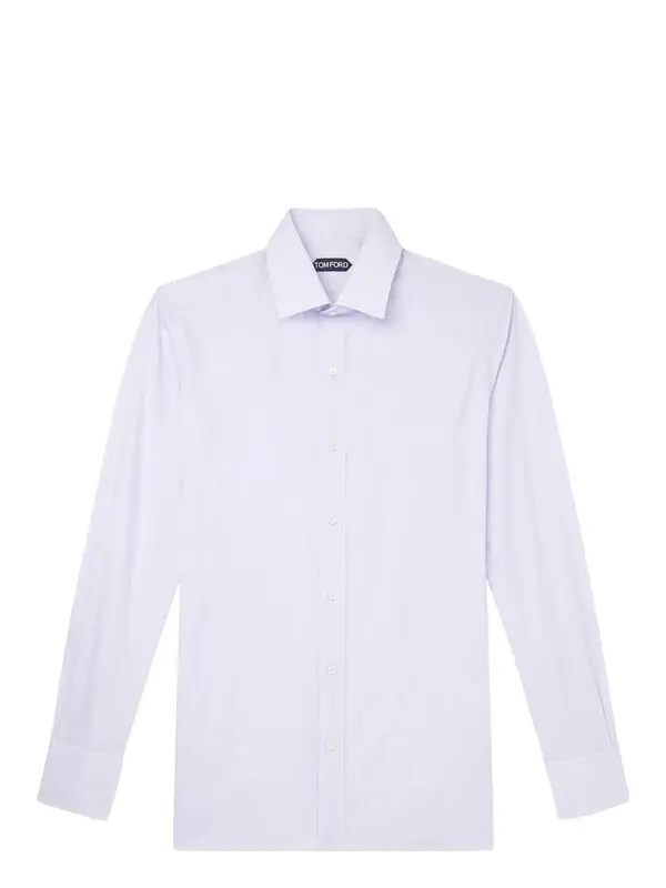 TOM FORD Prince Of Wales Checked Cotton-poplin Shirt - Purple