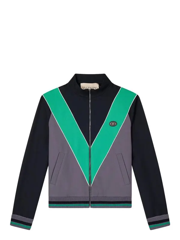 Valentino Garavani Logo-appliquéd Jersey Track Jacket - Black