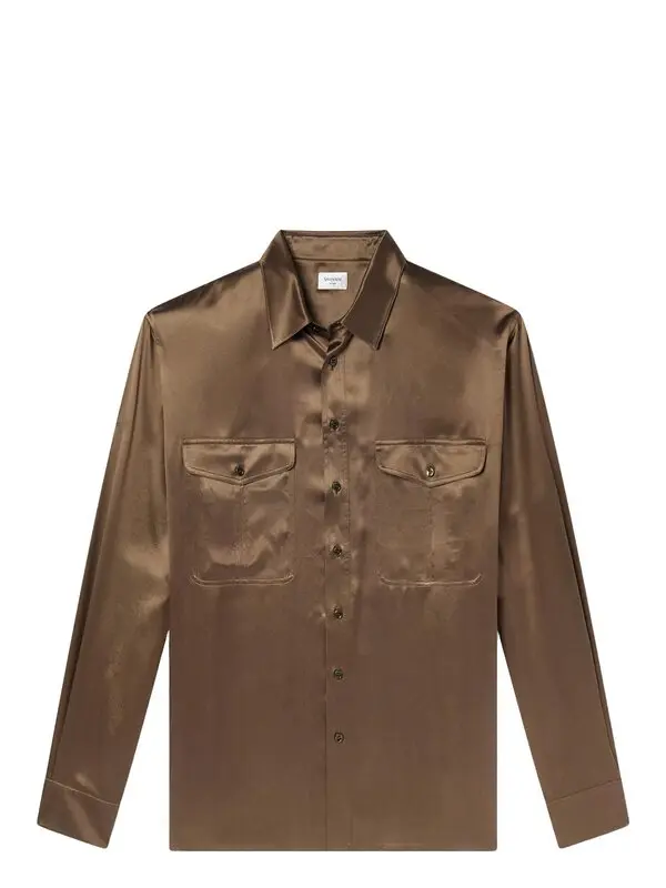 Saint Laurent Silk-satin Shirt - Brown