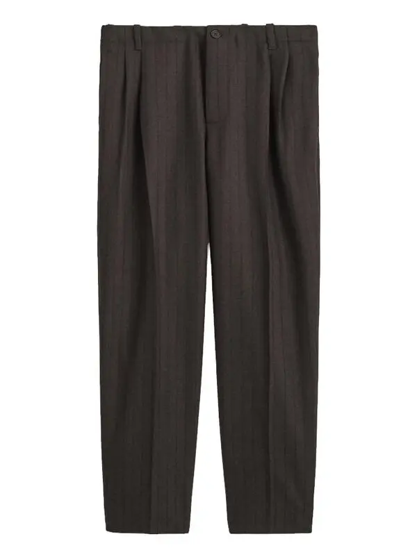 Cos Pinstriped Wool Relaxed-fit Tapered Pants - Brown