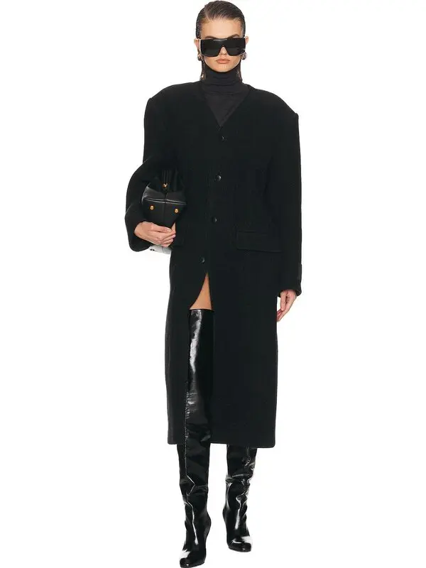 Alexander Wang Collarless Elasticated Waist Coat - Black & Charcoal