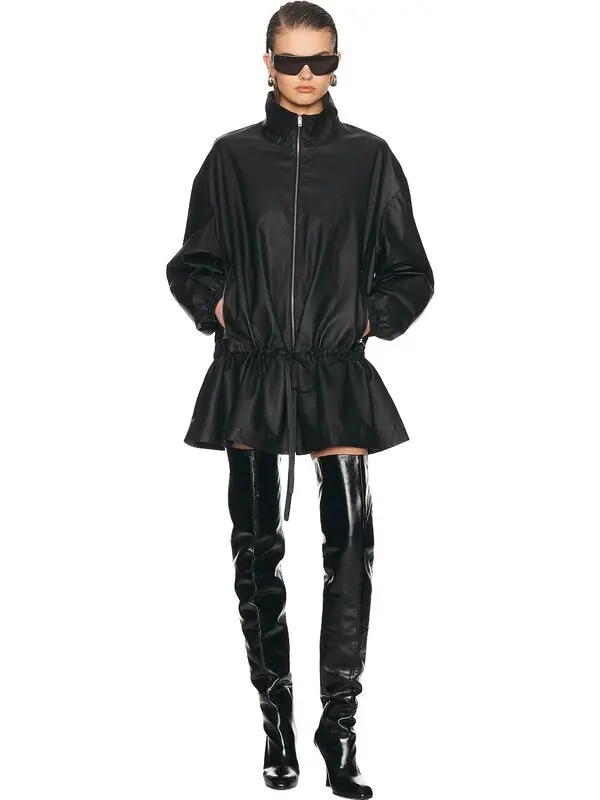 Alexander Wang Drop Waist Leather Parka - Black