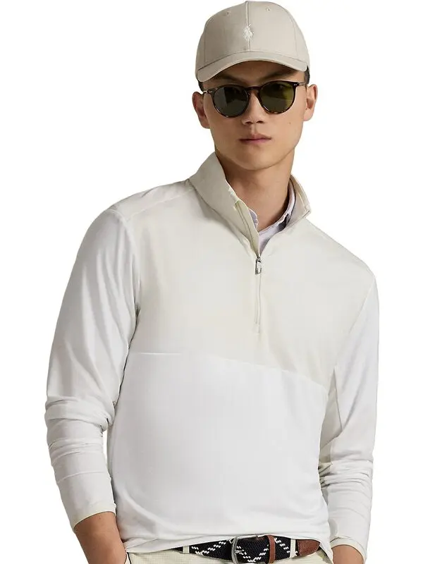 Ralph Lauren Stretch Jersey Quarter-zip Pullover - Ceramic White Multi