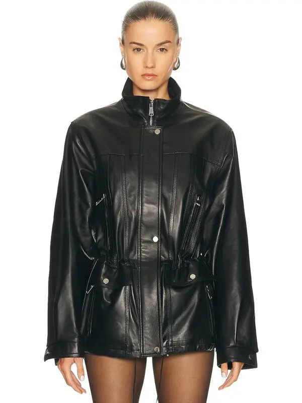 KAREN ARCANJO Lua Leather Jacket - Black
