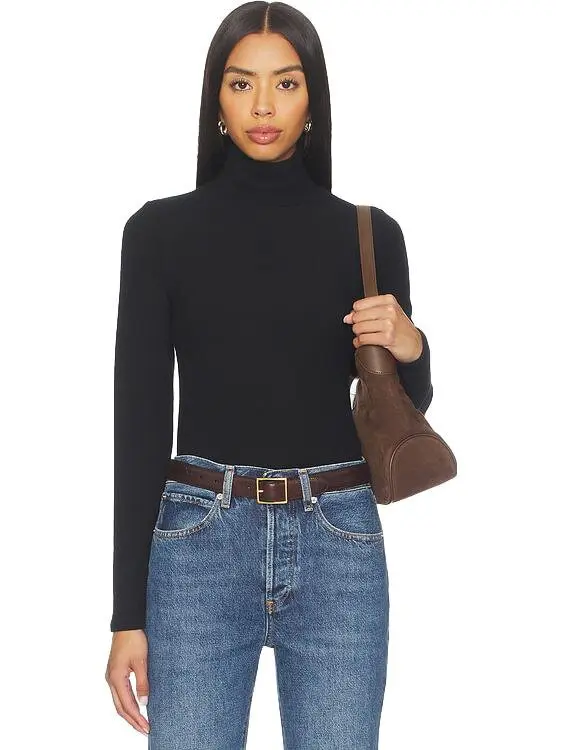 PERFECTWHITETEE Dana Sweater Jersey Turtleneck - True Black