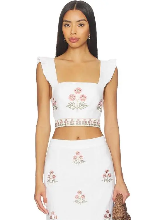 ROSEWATER HOUSE Yalda Bustier - Off White & Pink