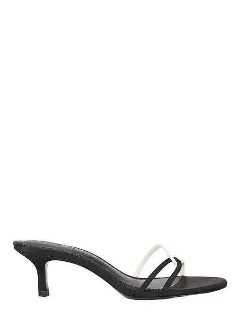 BLACK SUEDE STUDIO Ilaria 50 Mule - Black With Champagne Satin