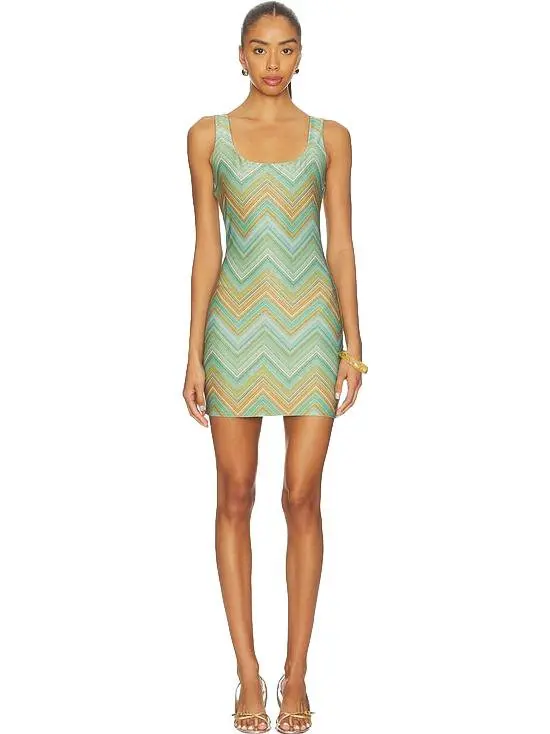 PQ Cora Mini Dress - Green Printed
