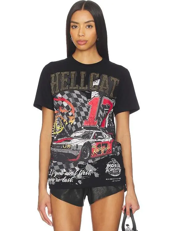 REASON Dodge Hellcat Rhinestone Tee - Black