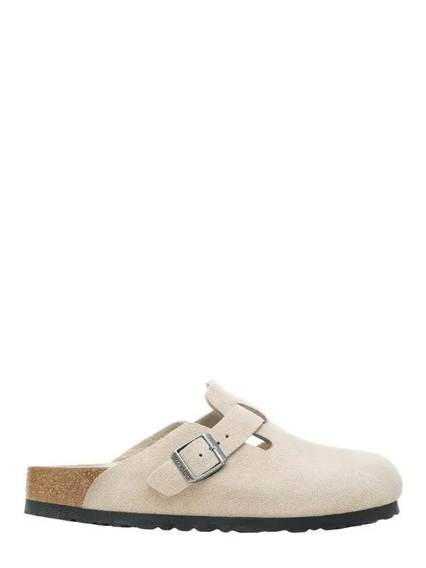 BIRKENSTOCK Boston Soft Footbed Suede Clogs - Oyster Tonal