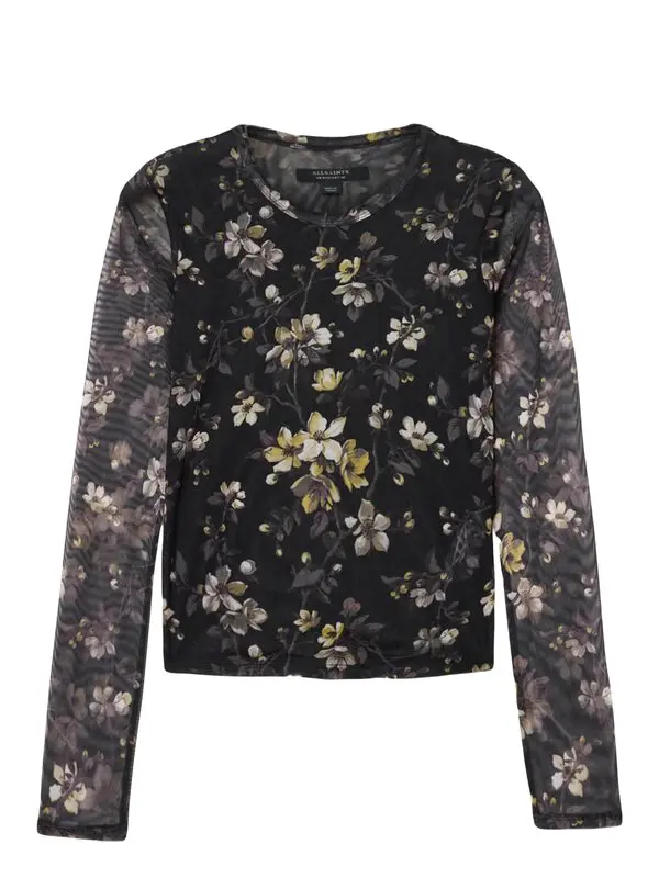 ALLSAINTS Long-sleeve Floral Ellie T-shirt - Black