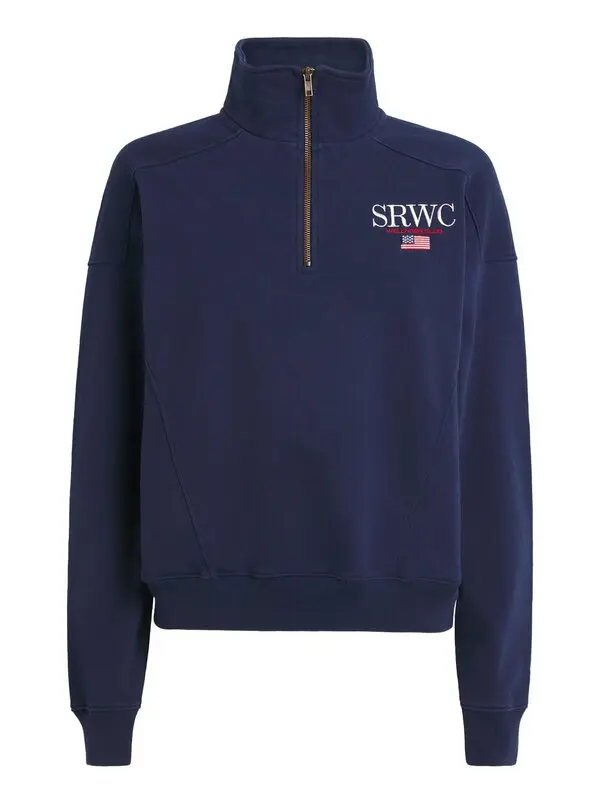 SPORTY & RICH Wellness Club Quarter-zip Sweatshirt - Navy