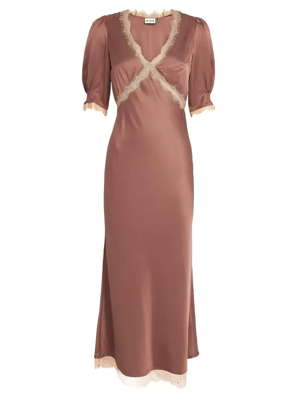 Rixo Lace-trim Annina Midi Dress - Brown