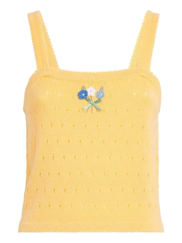 Rixo Wool Floral-appliqué Perla Cami Top - Yellow