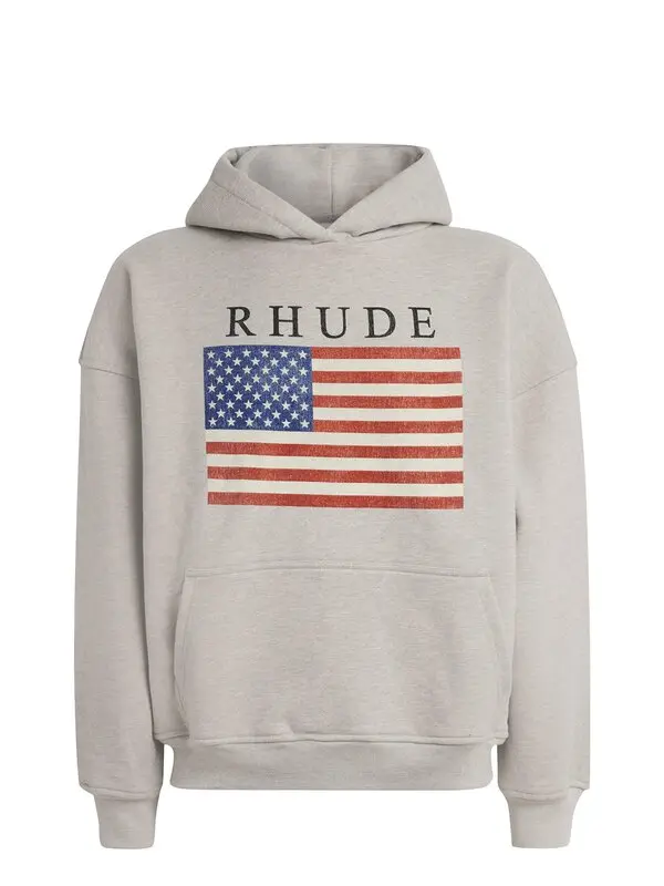 Rhude Cotton Graphic Hoodie - Grey