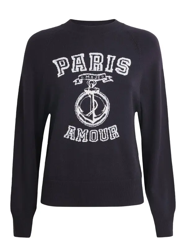 Maje Paris Amour Logo Sweater - Blue