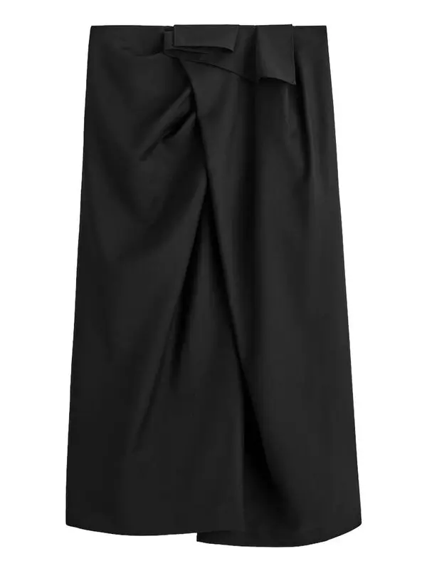 Cos Draped Wool Wrap-effect Midi Skirt - Black