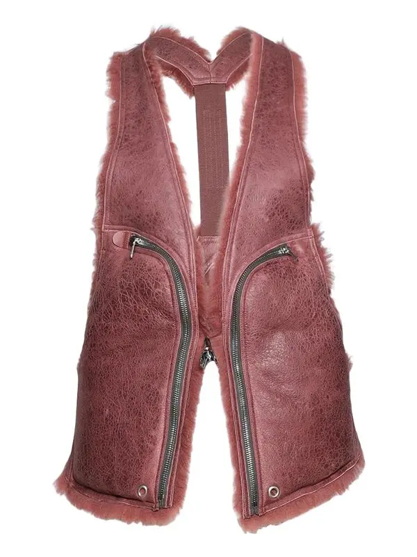 Rick Owens Bauhaus Leather Vest - Red