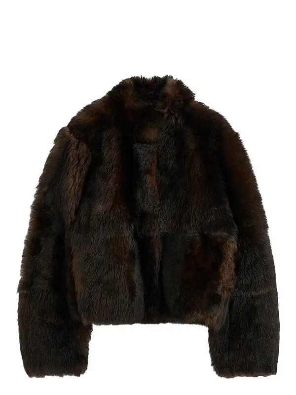 TOTEME Silky Shearling Jacket - Dark Brown