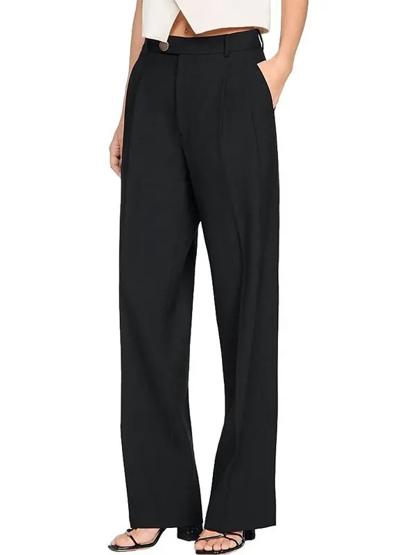 Sandro Straight Leg Trousers - Black