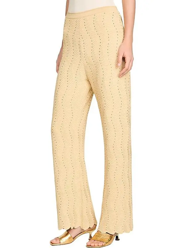 Sandro Rhinestone Knit Pants - Gold