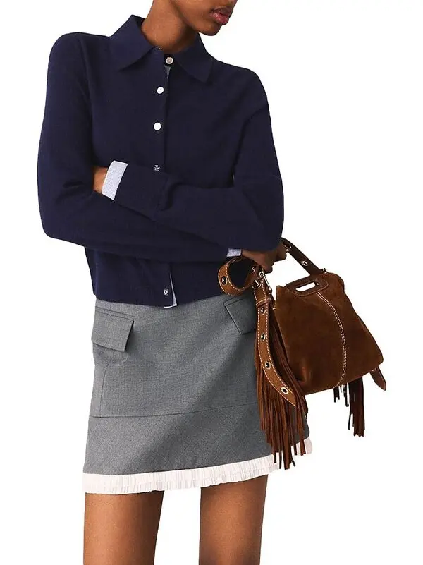 Maje A-line Poplin Mini Skirt - Grey