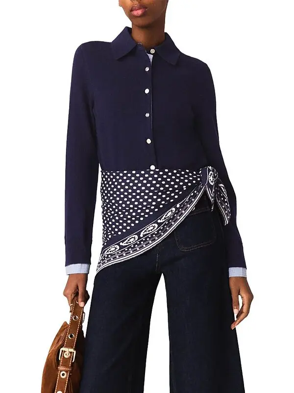Maje Polo Cardigan - Navy