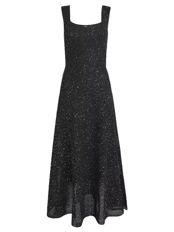 Maje Rhinestone Knit Maxi Dress - Black