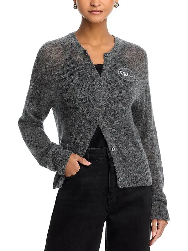MOTHER The Crop Cardigan Sweater - Gray
