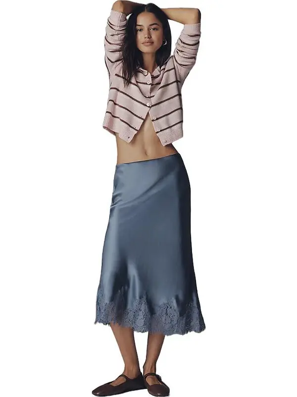 REFORMATION Carola Silk Pull-on Midi Skirt - Cornflower