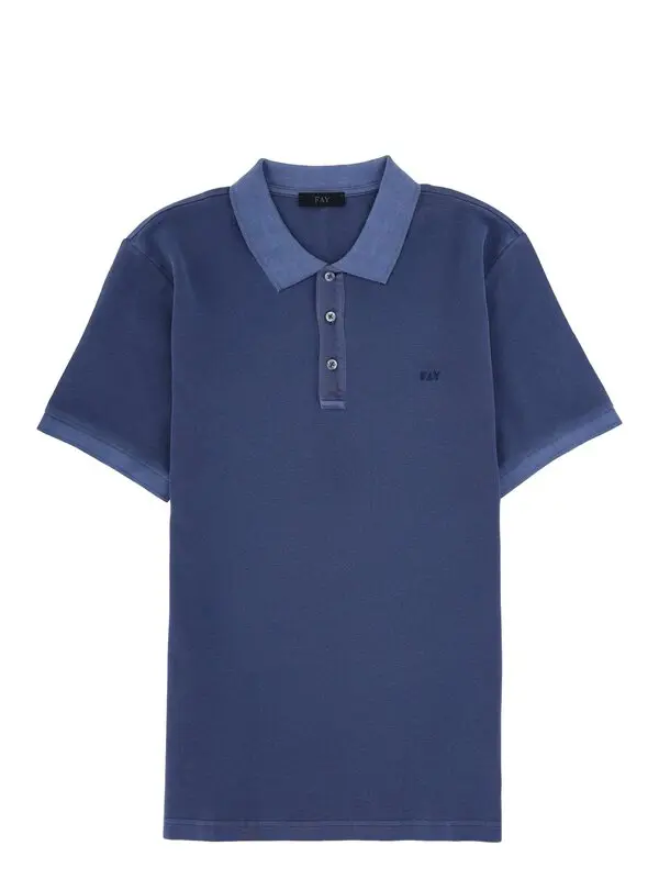 FAY Polo With Logo - Blue