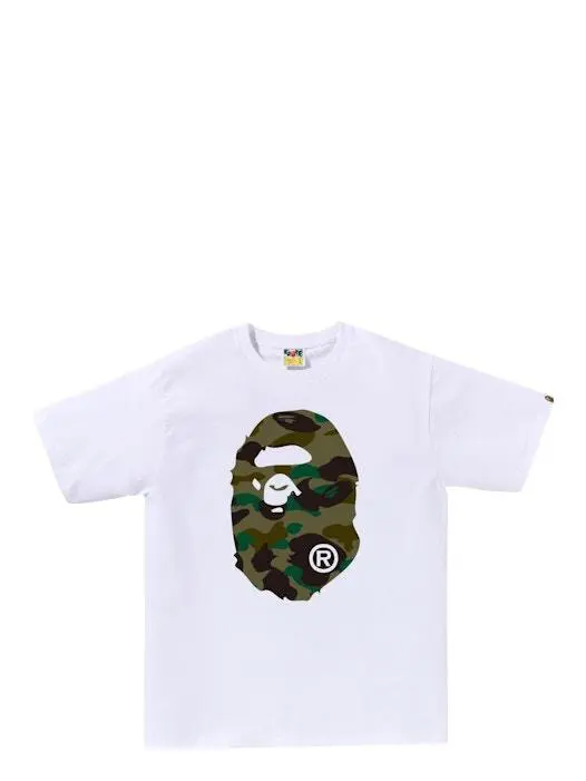 A BATHING APE 1st Camo Big Ape Head Tee Shirt - White/green