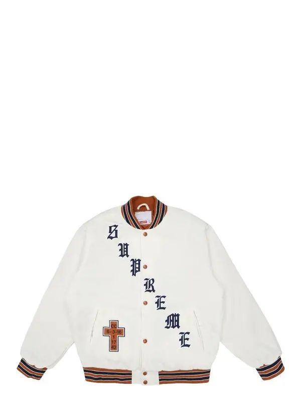 Supreme Old English Corduroy Varsity Jacket - White