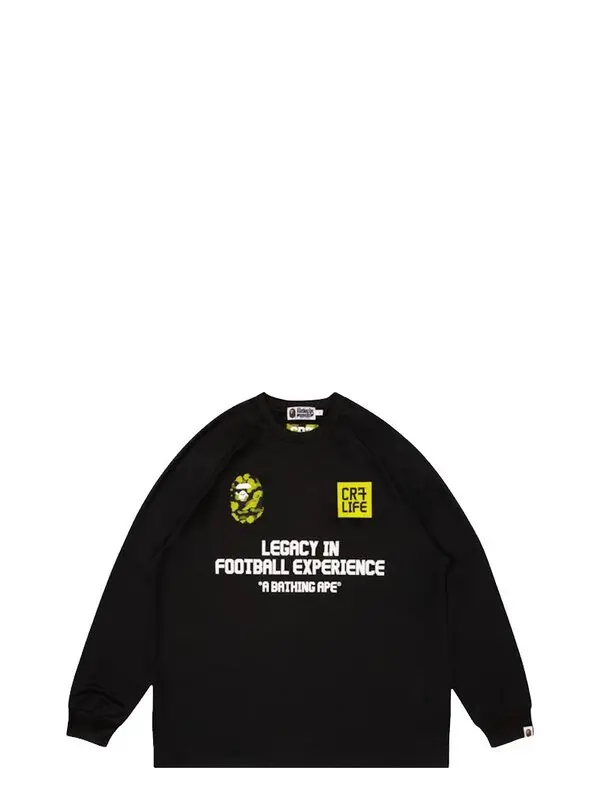 BAPE X Cr7 Life Logo Relaxed Fit Long Sleeve Football Jersey - Black