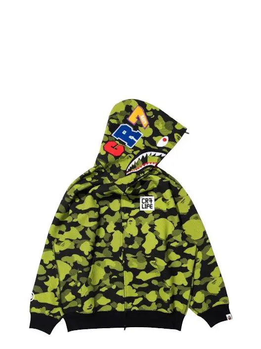 BAPE X Cr7 Life Logo Shark Full Zip Hoodie Relaxed Fit - Green