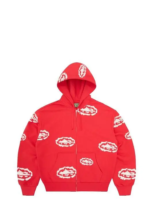 CORTEIZ X Denim Tears Island Wreath Zip Hoodie - Red