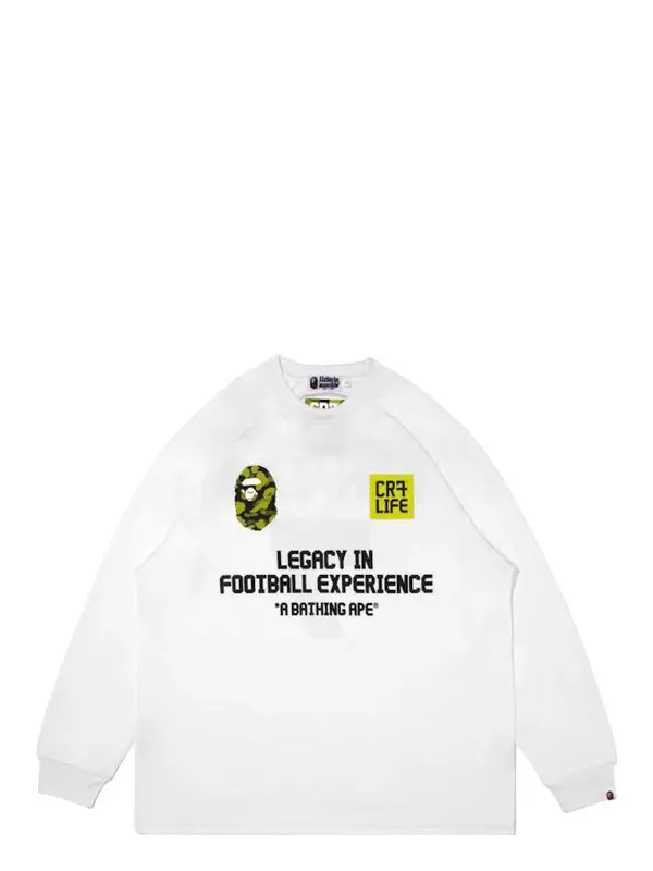A BATHING APE X Cr7 Life Logo Relaxed Fit Long Sleeve Football Jersey - White