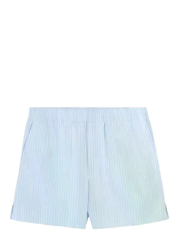 AMI Paris Striped Cotton Poplin Elasticated Shorts - Blue