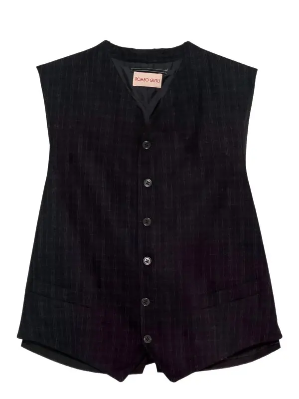 ROMEO GIGLI 1990s Pinstripe Vest - Black